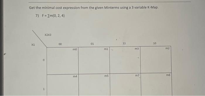 Solved Get the minimal cost expression from the given | Chegg.com