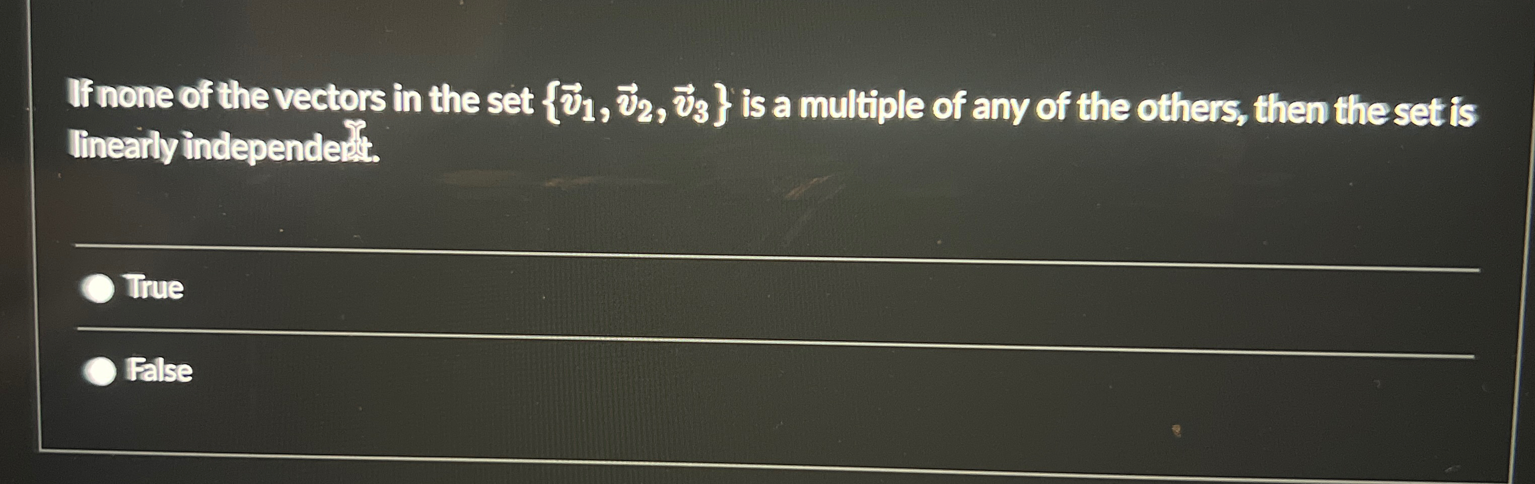 If none of the vectors in the set | Chegg.com