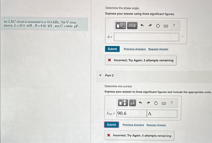 [Solved]: Determine the phase angle. Express your answer us