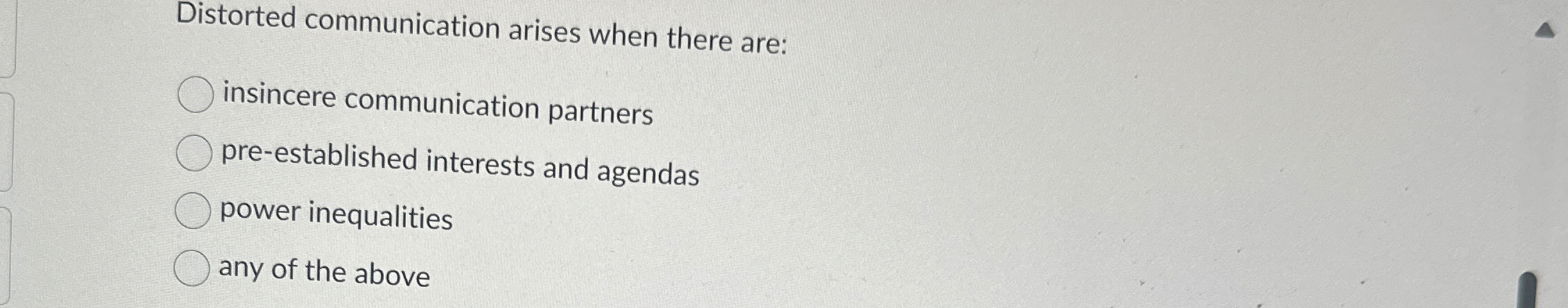 Solved Distorted communication arises when there | Chegg.com