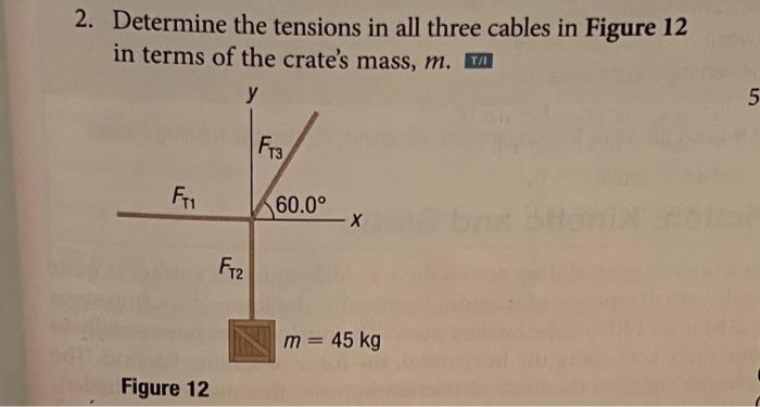 Solved 2. Determine the tensions in all three cables in | Chegg.com