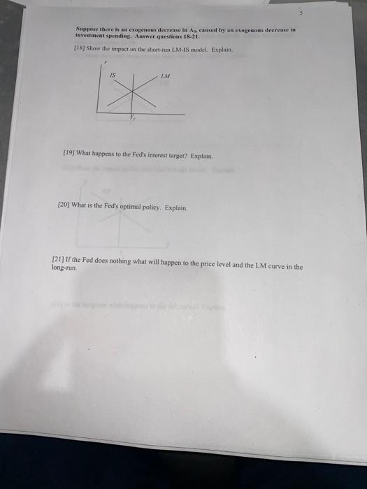 Solved Suppose there is an exogenous decrease in As caused | Chegg.com