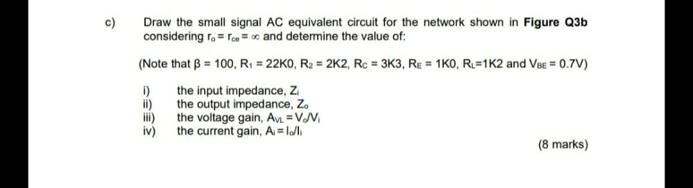 Solved c) Draw the small signal AC equivalent circuit for | Chegg.com