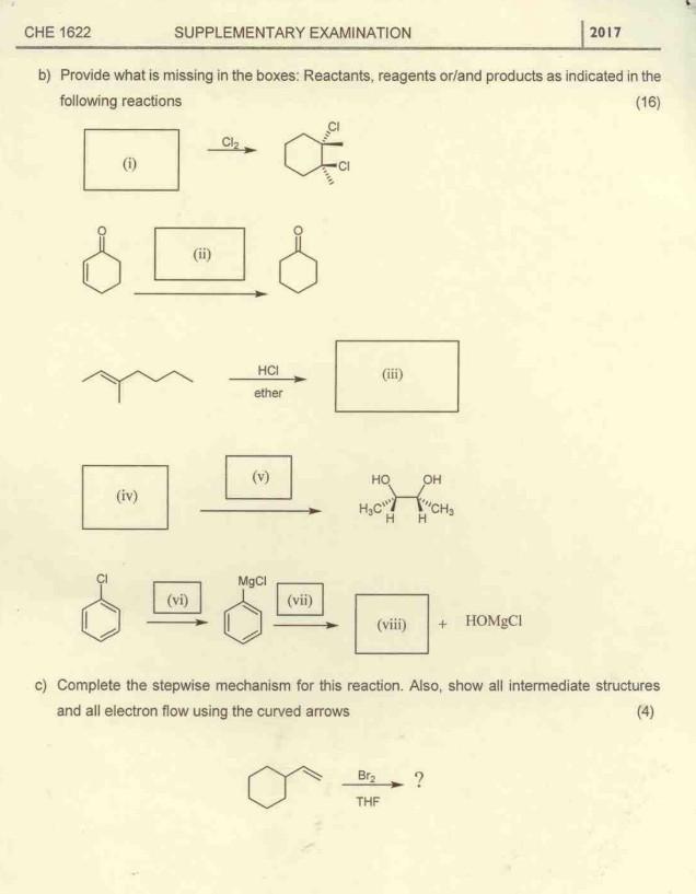 Solved b) Provide what is missing in the boxes: Reactants, | Chegg.com