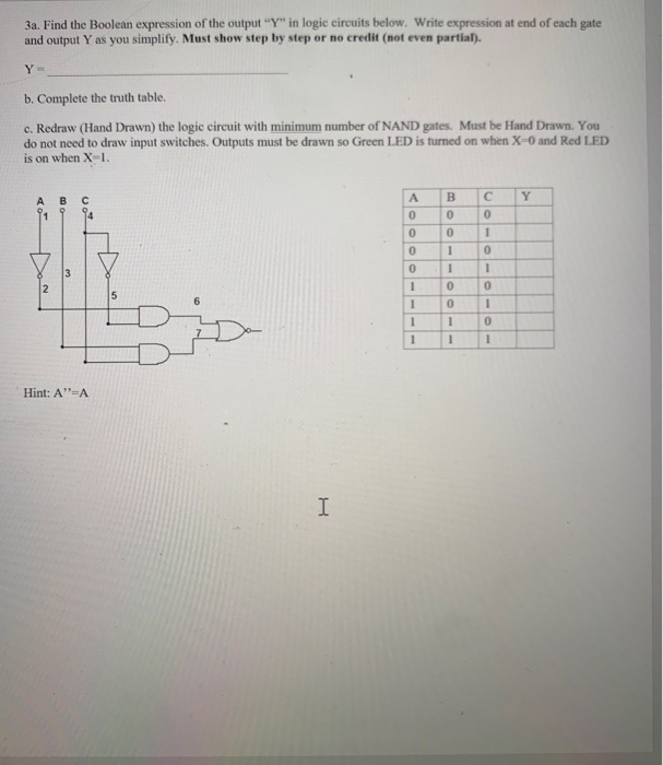 Solved 3a. Find the Boolean expression of the output "Y" in | Chegg.com