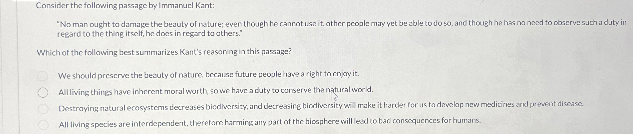 Solved Consider the following passage by Immanuel Kant:"No | Chegg.com