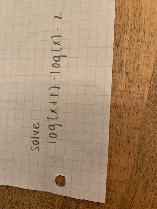 Solved Solve 1og(x+1)-1og(x) =2 | Chegg.com