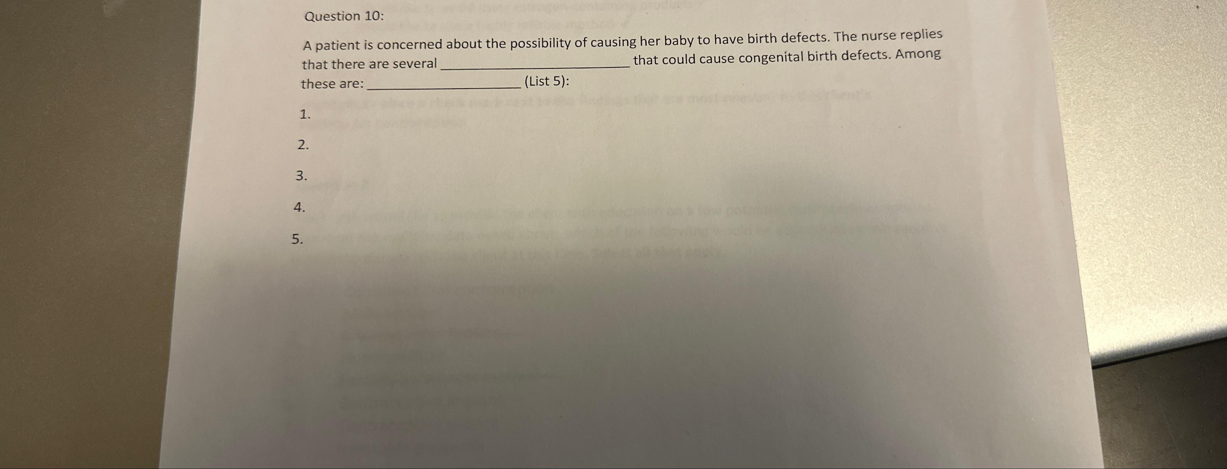 Solved Question 10:A patient is concerned about the | Chegg.com