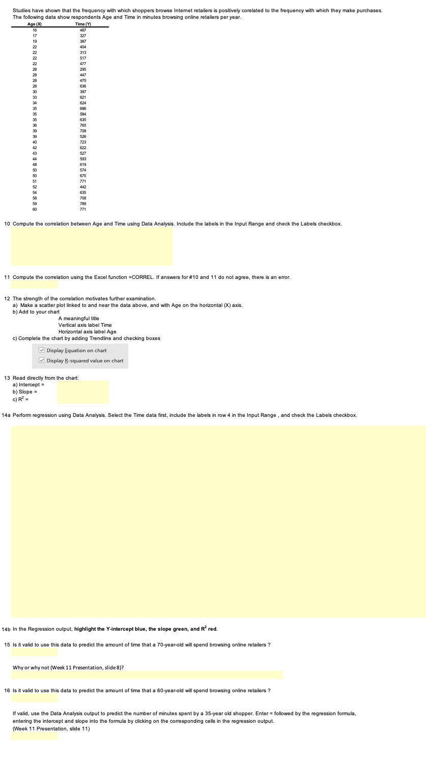 Solved 14a Perform regression using Data Analysis. Select | Chegg.com