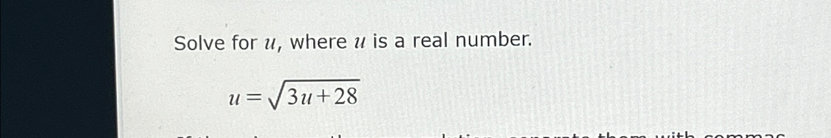 Solved Solve for u, ﻿where u ﻿is a real number.u=3u+282 | Chegg.com
