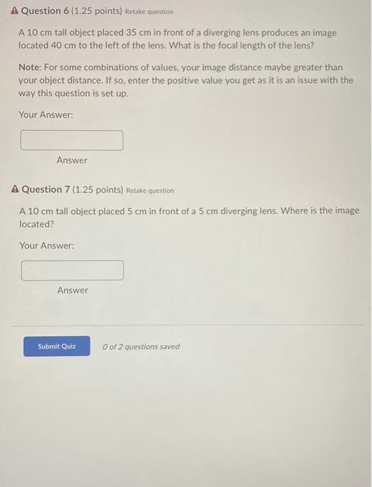 Solved A Question 6 (1.25 points) Retake question A 10 cm | Chegg.com