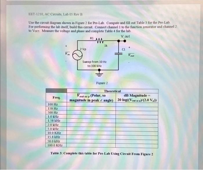 Solved 1. Prelab Theoretical: For the circuit in Figure 1, | Chegg.com