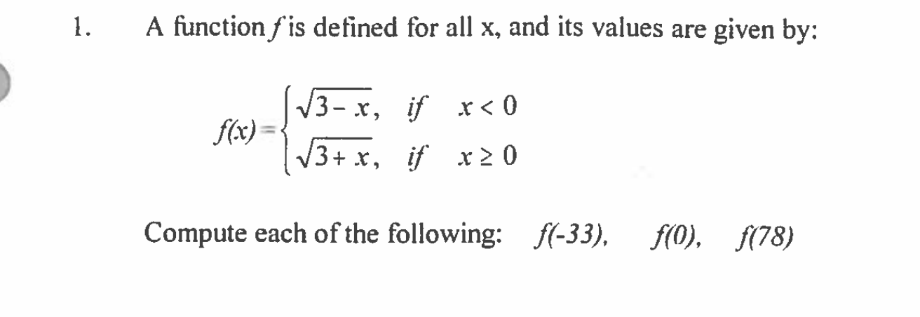Solved A function f ﻿is defined for all x, ﻿and its values | Chegg.com