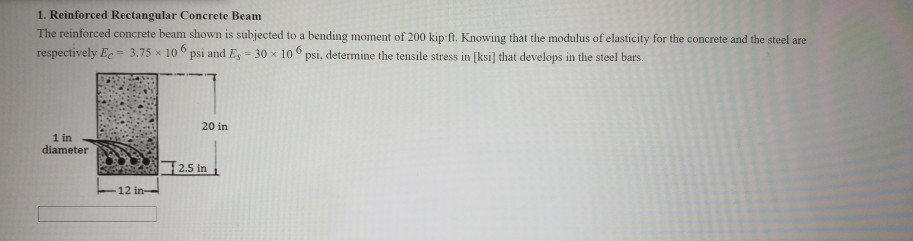 Solved 1. Reinforced Rectangular Concrete Beam The | Chegg.com