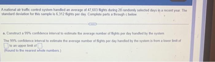 Solved A national air traffic control system handled an | Chegg.com