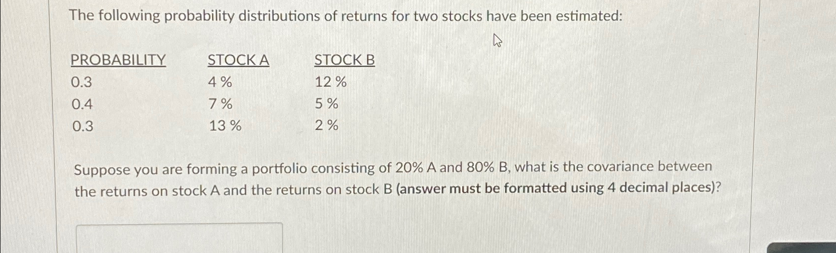 Solved The following probability distributions of returns | Chegg.com