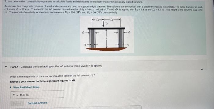 Solved As shown, two composite columns of steet and concrete | Chegg.com