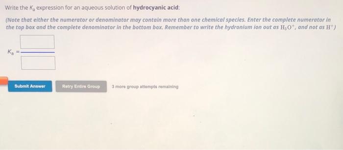 Solved Write the Ka expression for an aqueous solution of | Chegg.com