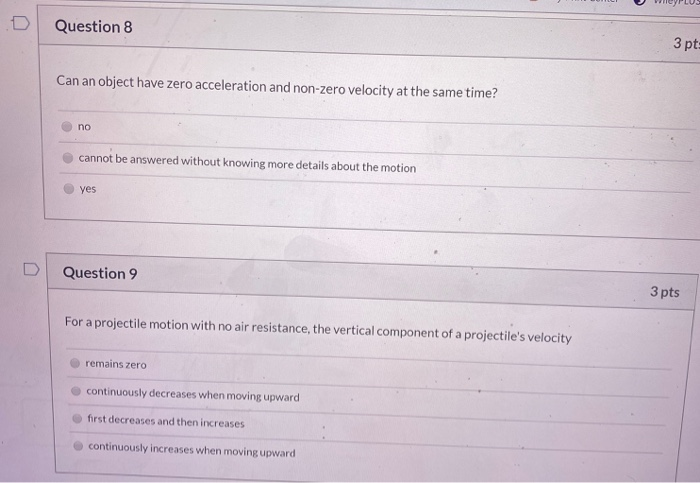 Solved I Wieyplus Question 8 3 Pt Can An Object Have Zero