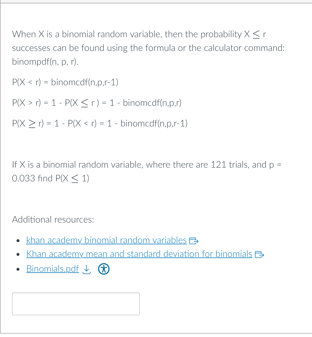 Solved When x ﻿is a binomial random variable, then the | Chegg.com