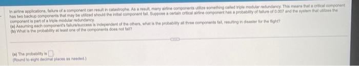 Solved component is part of a triple modilar redundancy. (b) | Chegg.com