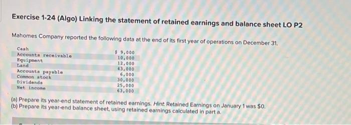 Solved Exercise 1-24 (Algo) Linking the statement of | Chegg.com