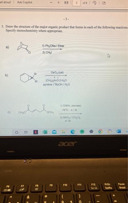 3. Draw the structure of the major organic product | Chegg.com