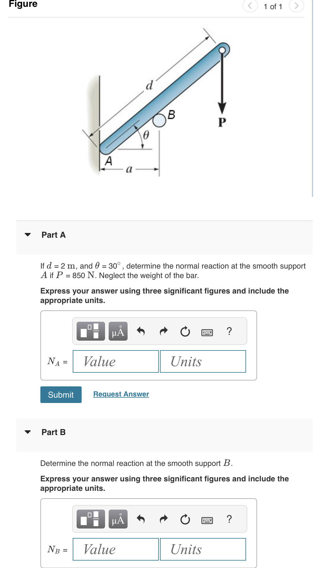 Solved Figure1 ﻿of 1Part AIf d=2m, ﻿and θ=30°, ﻿determine | Chegg.com