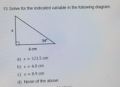 Solved Solve for the indicated variable in the following | Chegg.com