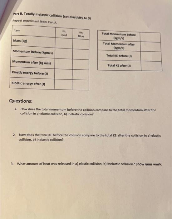 Solved Part A. Perfectly elastic collision (set elasticity | Chegg.com