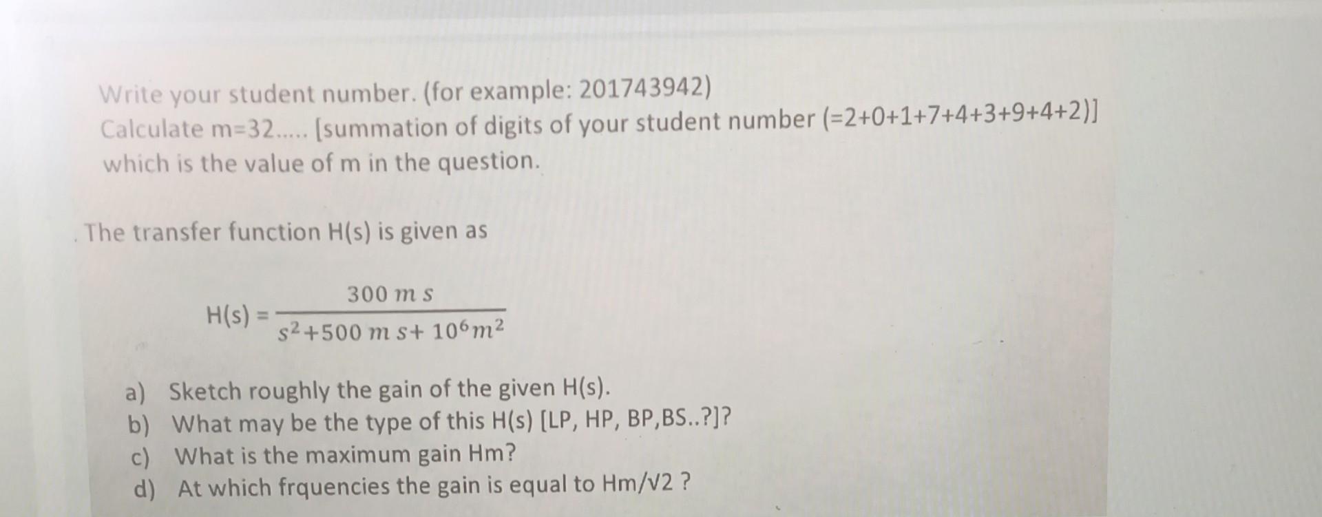 Solved Write your student number. (for example: | Chegg.com