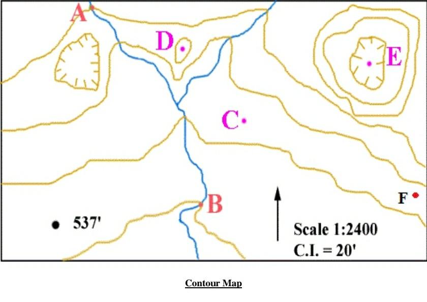 Solved In the map, the blue lines represent streams and the | Chegg.com