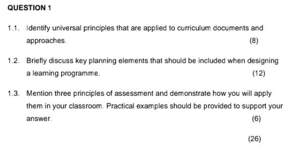 1.1. Identify universal principles that are applied | Chegg.com