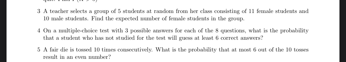 Solved 3 ﻿A teacher selects a group of 5 ﻿students at random | Chegg.com