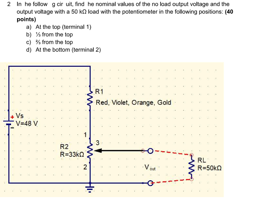 Solved 2 ﻿In the following circuit, find the nominal values | Chegg.com
