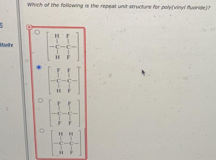Solved Which of the following is the repeat unit structure | Chegg.com