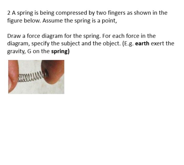 Solved 2 A spring is being compressed by two fingers as | Chegg.com
