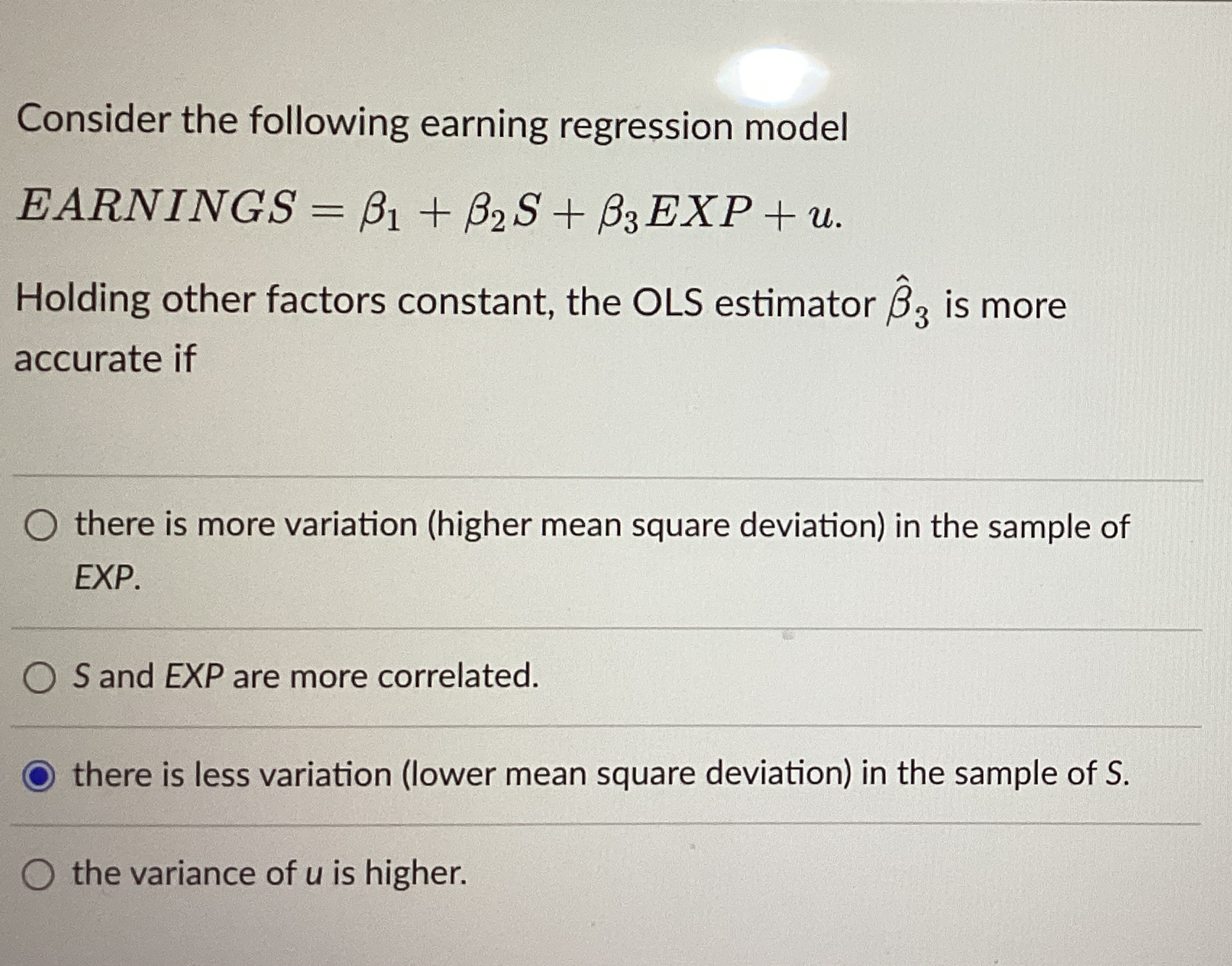 Solved Consider the following earning regression | Chegg.com
