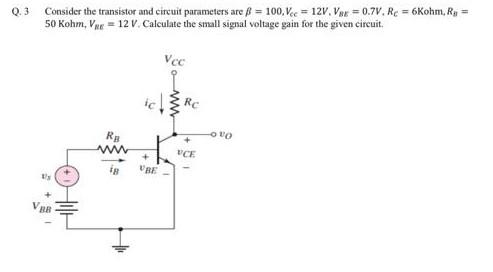 Solved 2.3. Consider the transistor and circuit parameters | Chegg.com