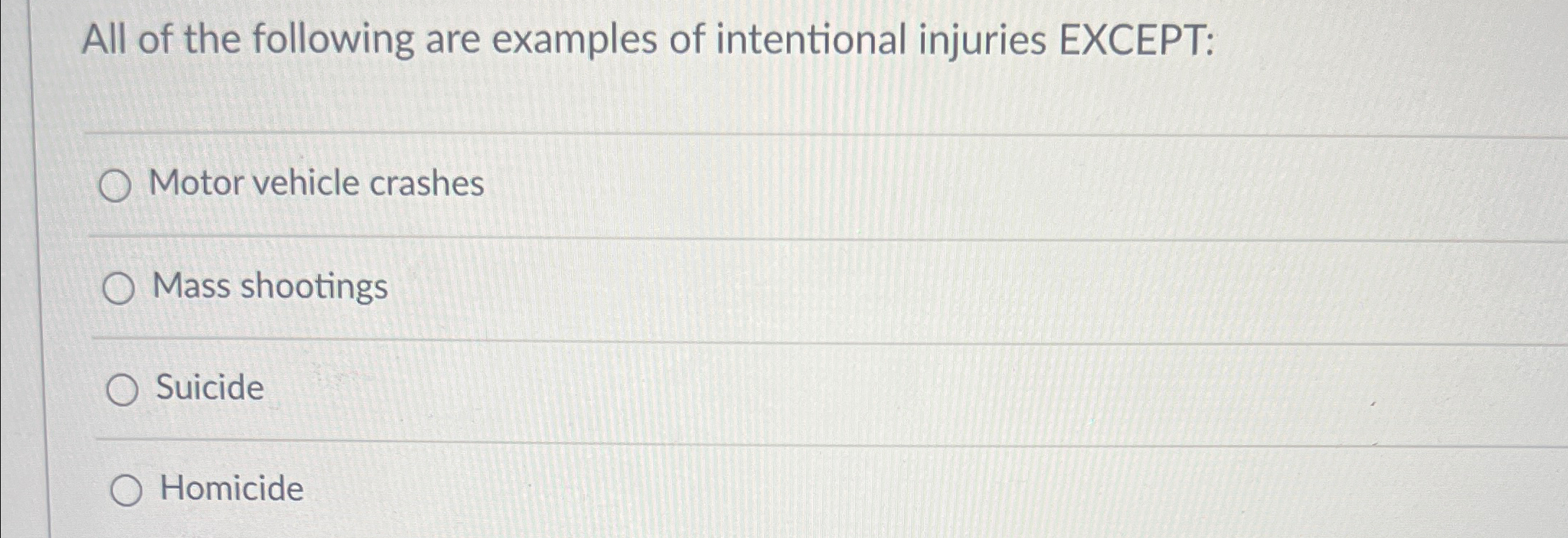 Solved All of the following are examples of intentional | Chegg.com