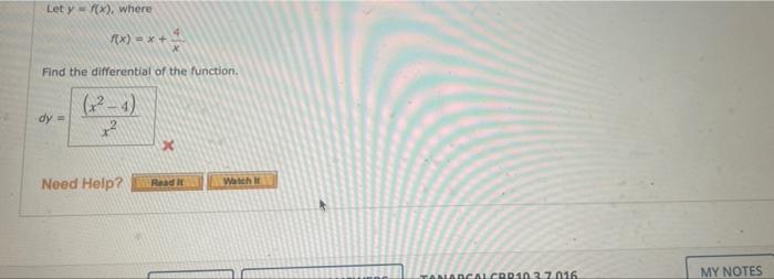 Solved Let y=f(x), where f(x)=x+x4 Find the differential of | Chegg.com