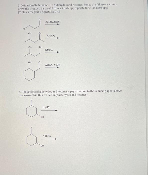 Solved 3. Oxidation/Reduction with Aldehydes and Ketones. | Chegg.com