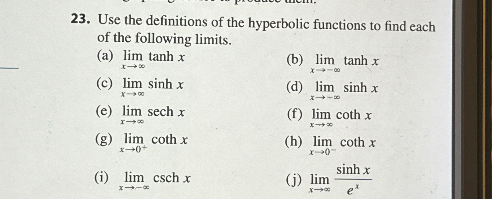 Solved Use the definitions of the hyperbolic functions to | Chegg.com