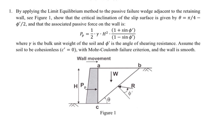 Solved V.H2 1. By applying the Limit Equilibrium method to | Chegg.com