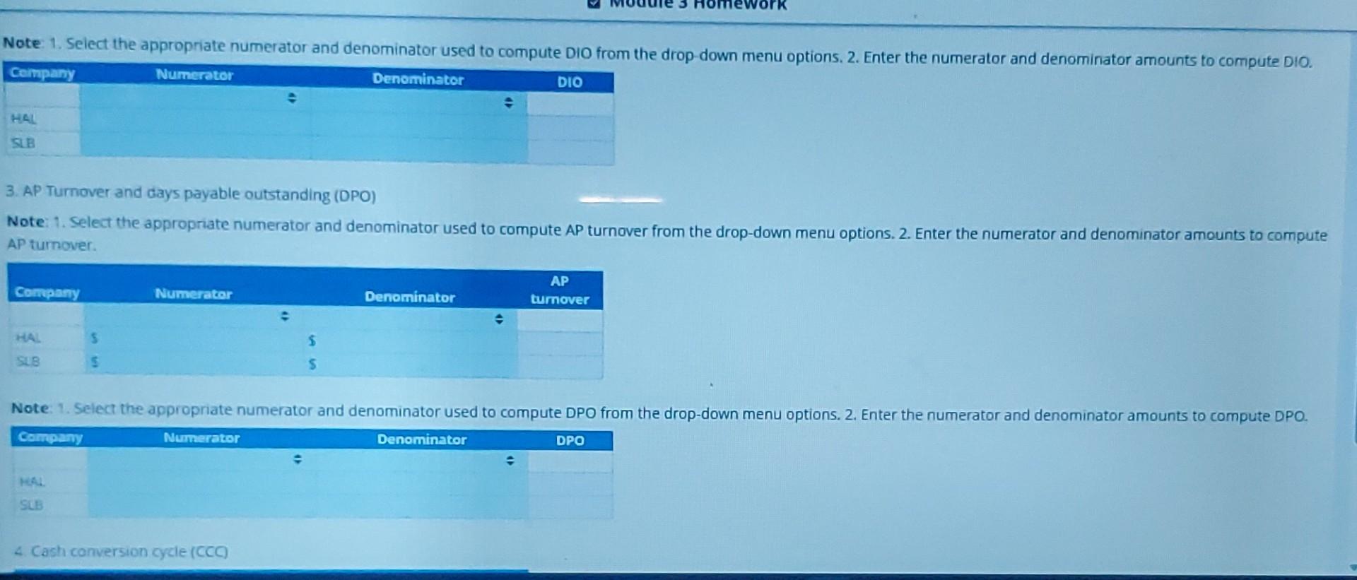 Solved 3. AP Turnover and days payable outstanding (DPO) | Chegg.com