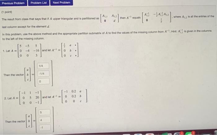 Solved Previous Problem Probler List Next Probler A] 0 (1 | Chegg.com