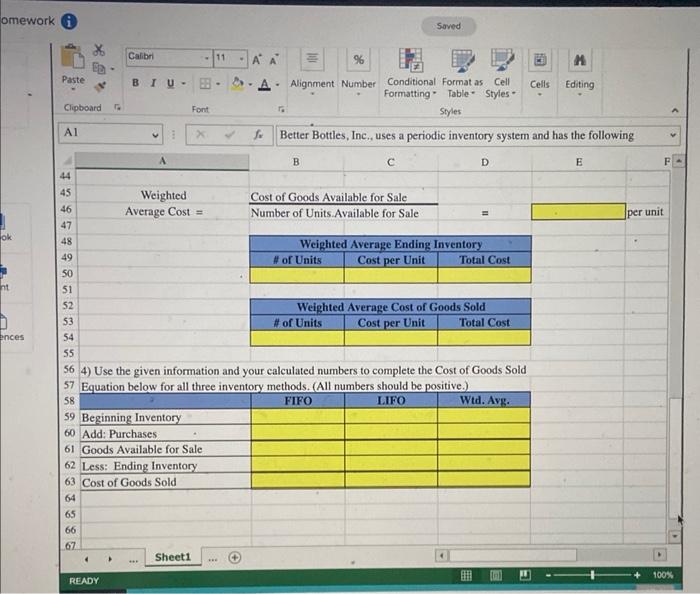 Solved 1. Calculate cost of ending inventory and cost of | Chegg.com