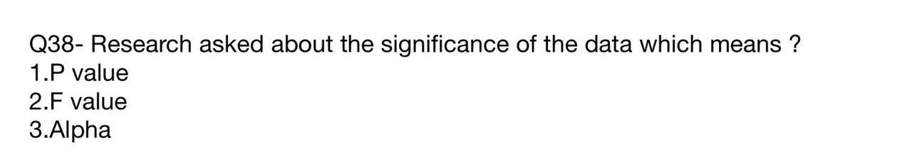 Solved Q38- ﻿Research asked about the significance of the | Chegg.com