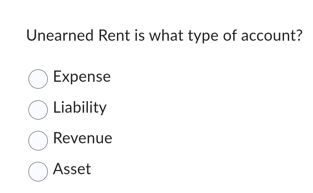 Solved Unearned Rent is what type of | Chegg.com