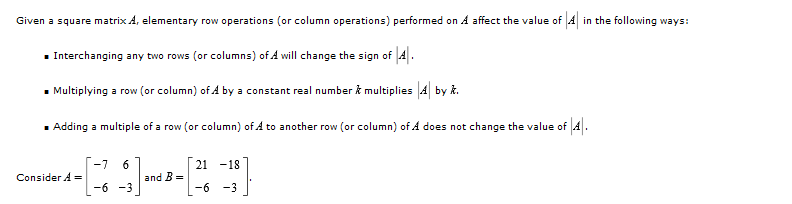Solved Given a square matrix A, ﻿elementary row operations | Chegg.com